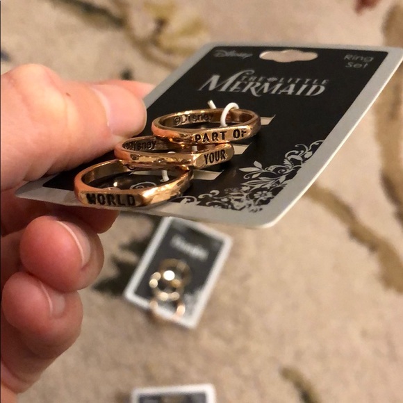 Disney | Jewelry | Disney Stackable Trio Rings Bambi Little Mermaid ...